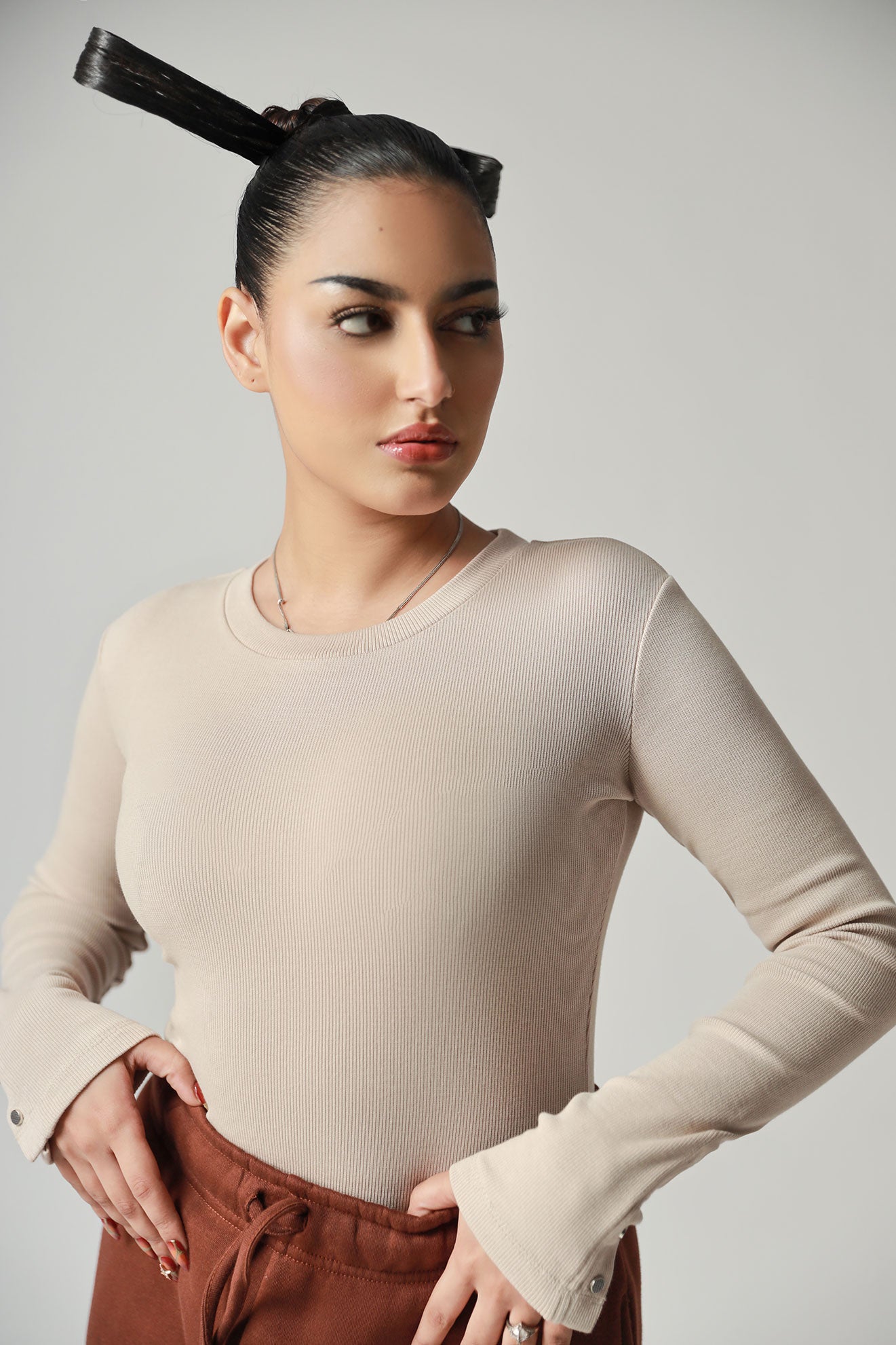 Beige Crewneck Bodysuit – Excel Group